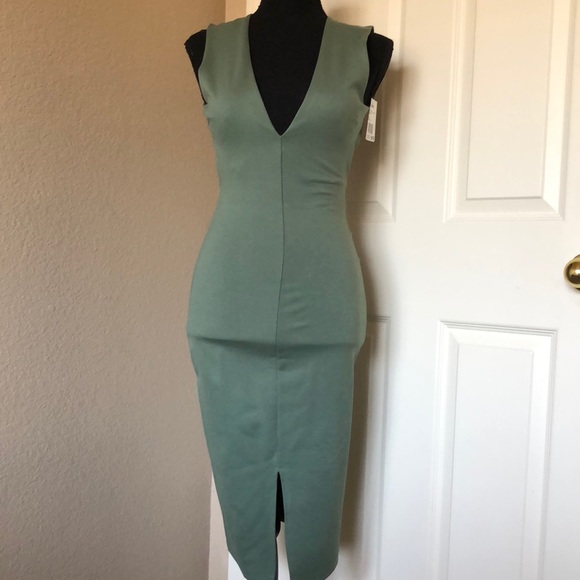 Madrag | Dresses | Madrag Sage Green Midi Dress With A Slit Up The ...